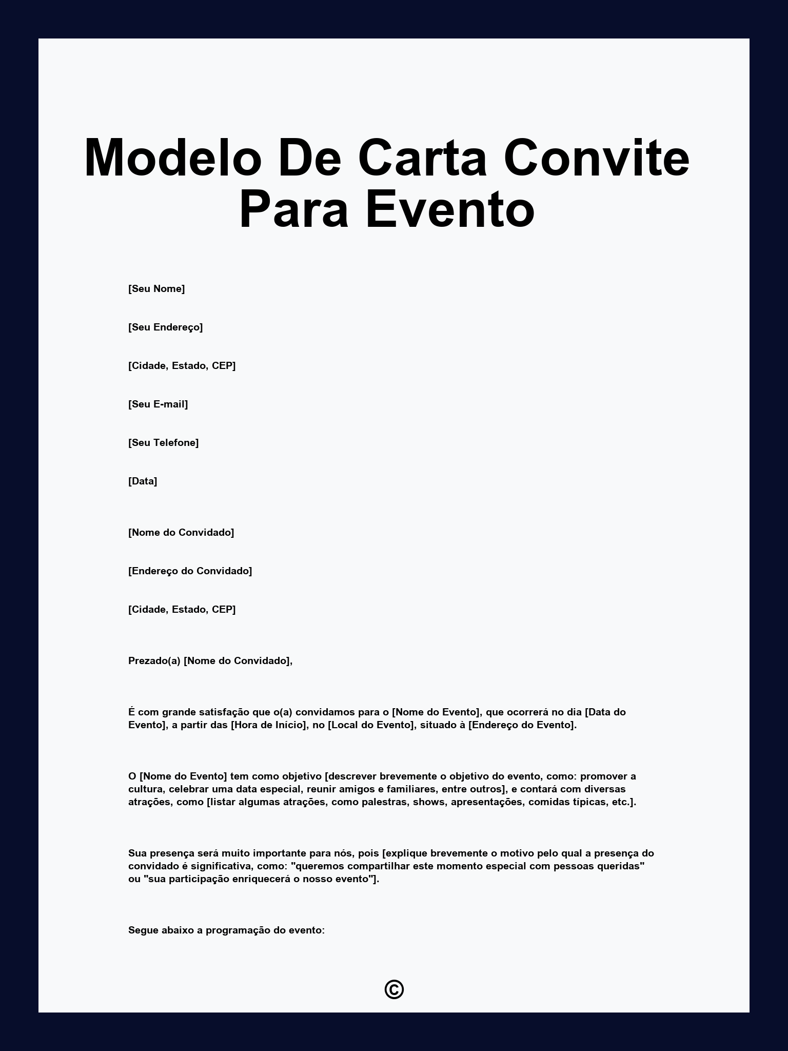 Modelo De Carta Convite Para Evento