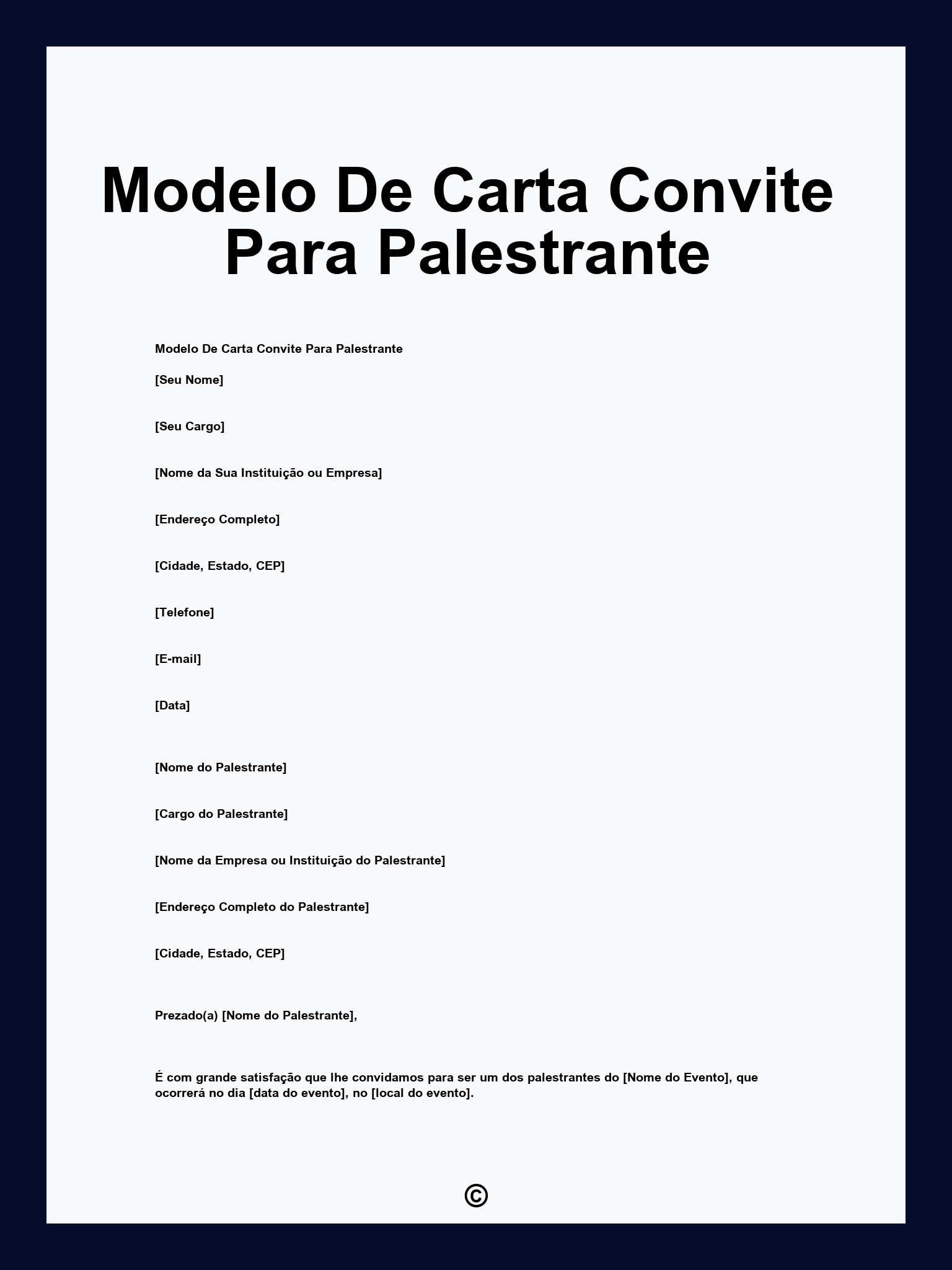 Modelo De Carta Convite Para Palestrante