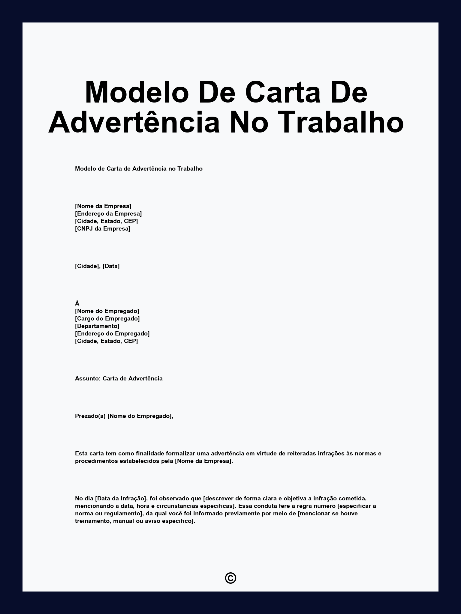 Modelo De Carta De Advertência No Trabalho Modelo De Carta De Advertência No Trabalho