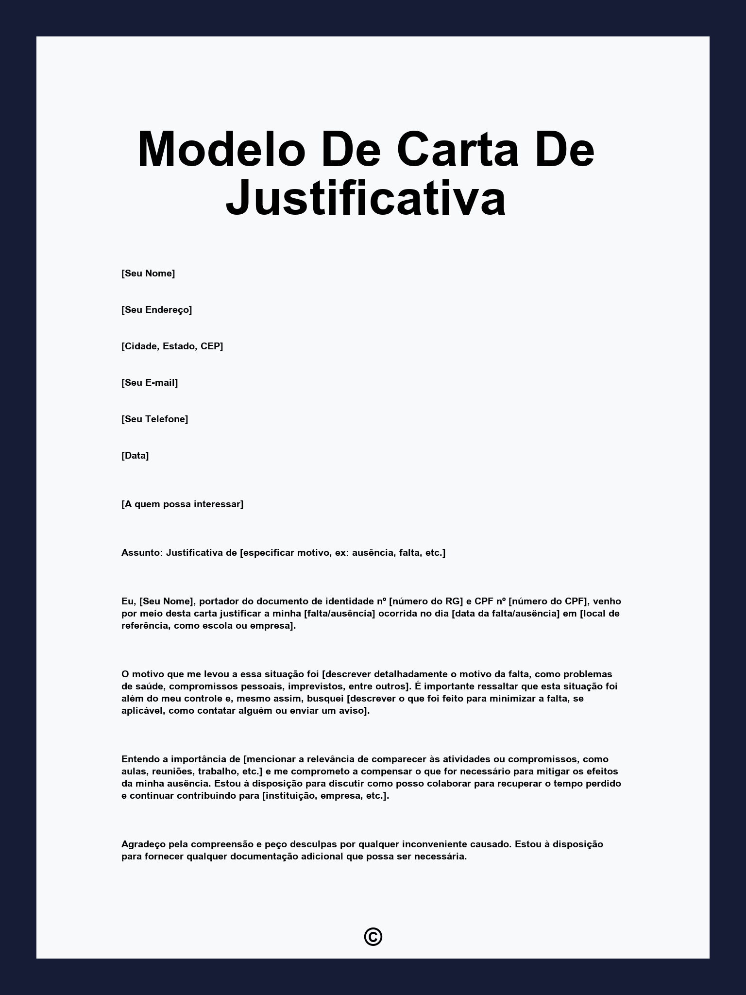 Modelo De Carta De Justificativa