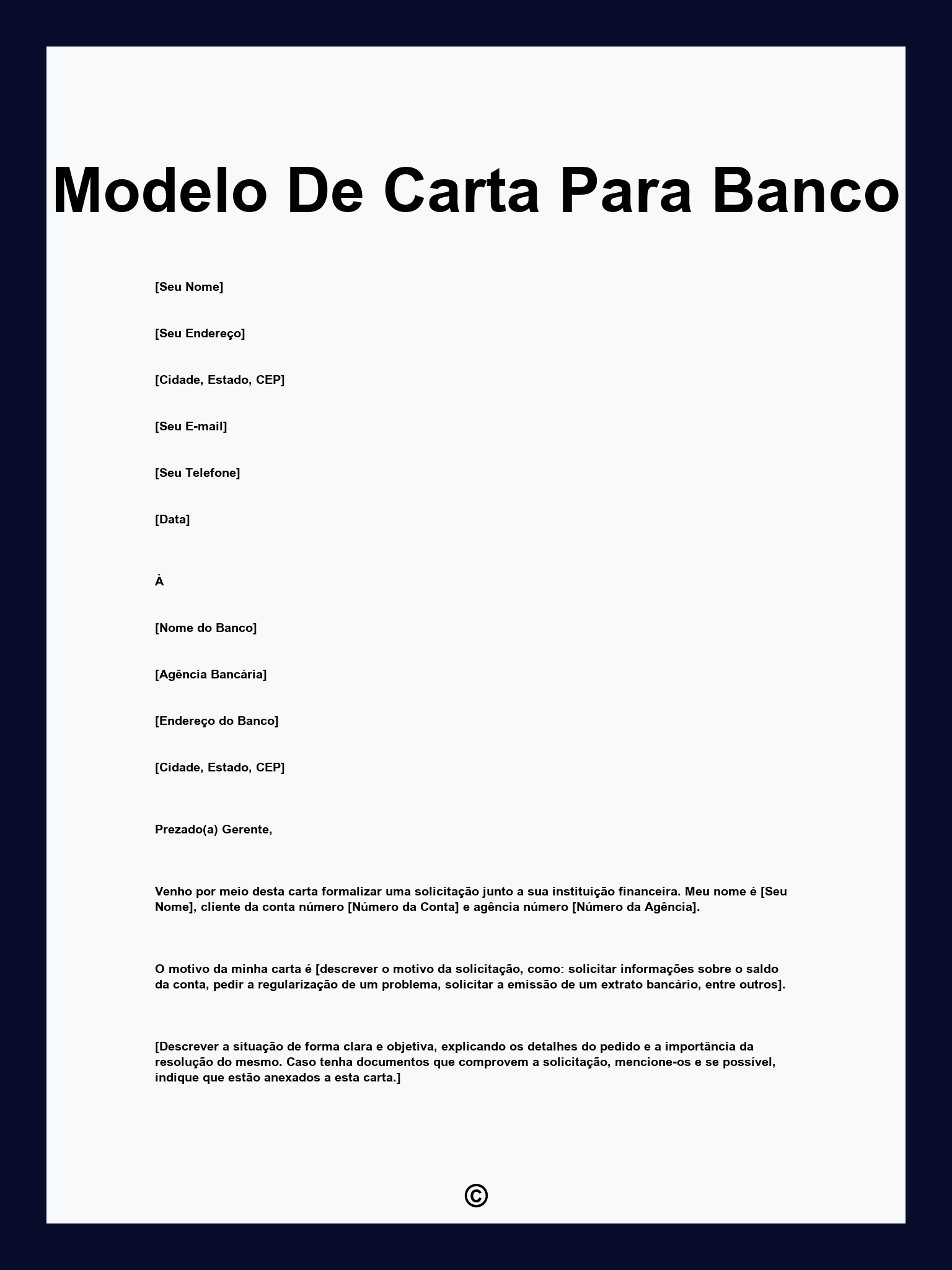 Modelo De Carta Para Banco